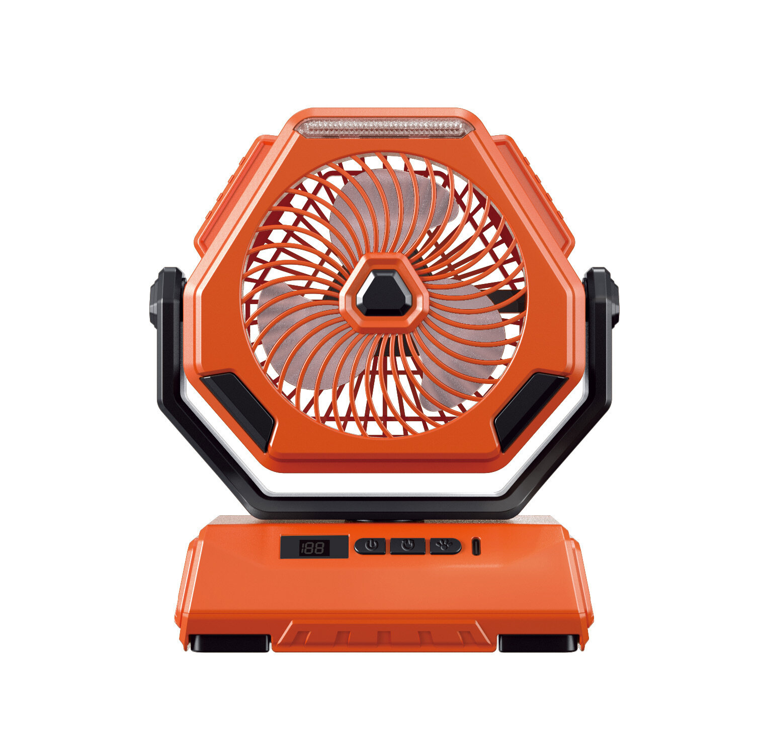 2026 Новая модель 100-скоростного высокоскоростного осциллирующего уличного вентилятора с 6inch режимами освещения, цифровым дисплеем и большой емкостью для кемпинга