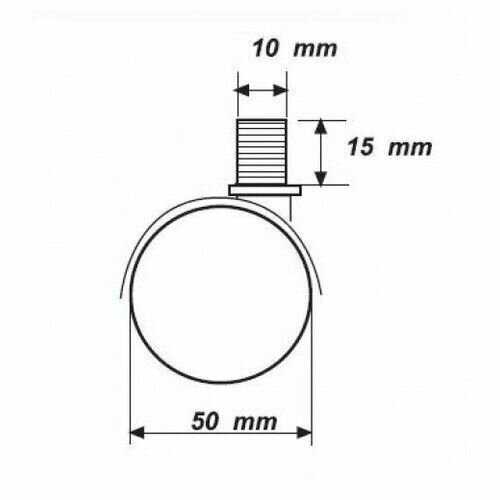 Мебельное колесо поворотное на штыре М10 диаметром 50 мм (комплект 4 шт.)