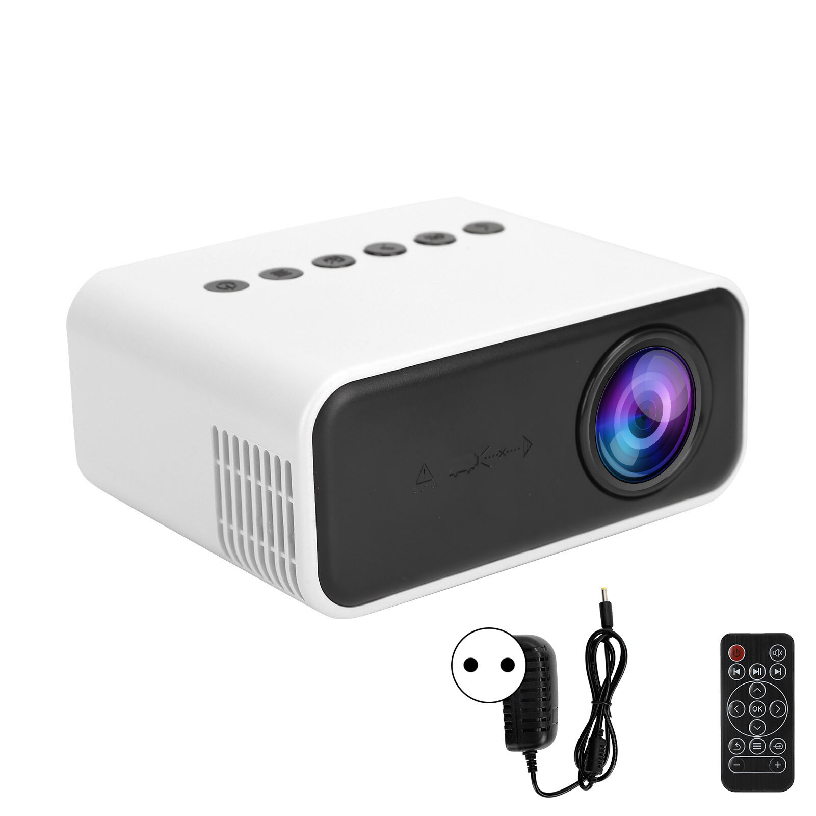 Мини-проектор YT500 Портативный кинопроектор с интерфейсами аудио и видео/USB/карты памяти, 100‑240 В, белая вилка европейского стандарта