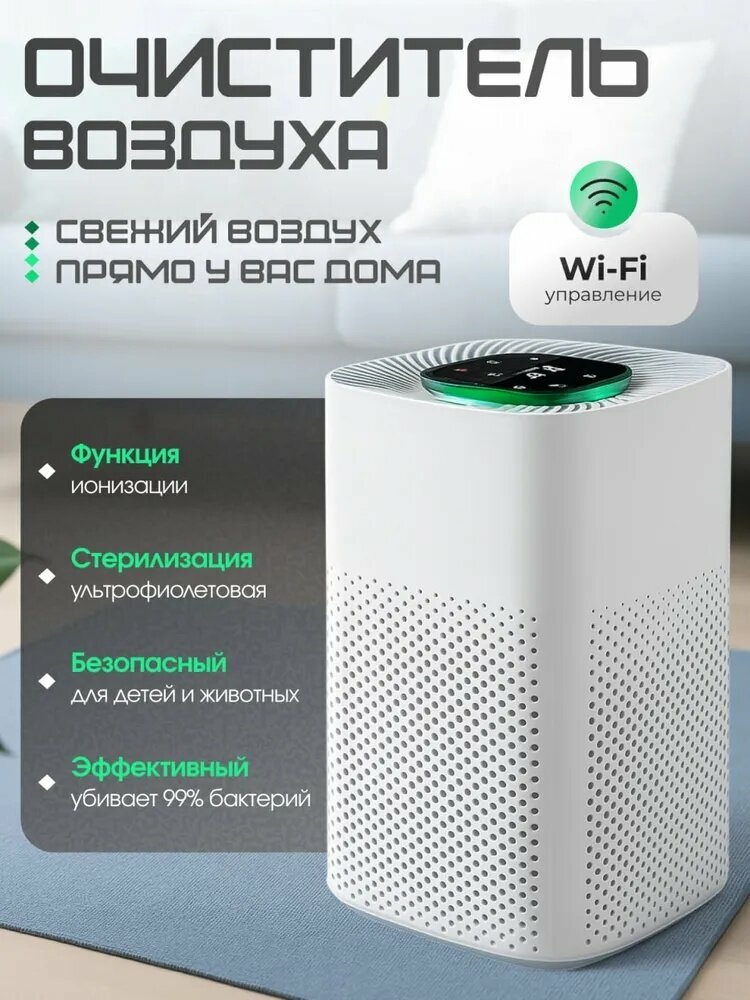 Очиститель воздуха, очиститель ионизатор воздуха для дома, воздухоочиститель от пыли, обеззараживатель, белый