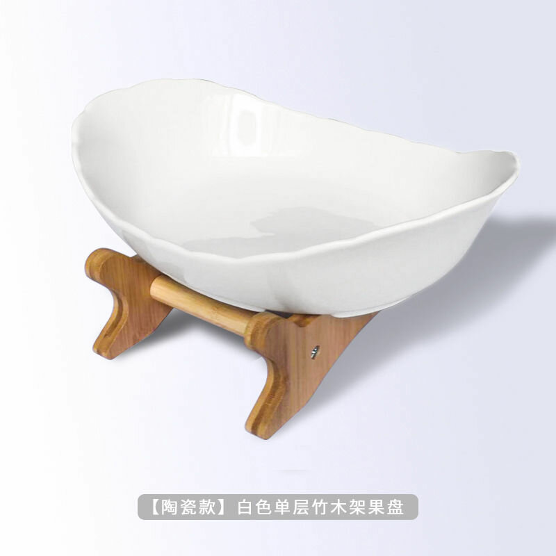 Креативная трехслойная многослойная фруктовая тарелка в европейском стиле, керамическая тарелка для сухофруктов, бамбуковая деревянная подставка, домашняя закусочная тарелка, поднос для конфет, фруктовая корзина