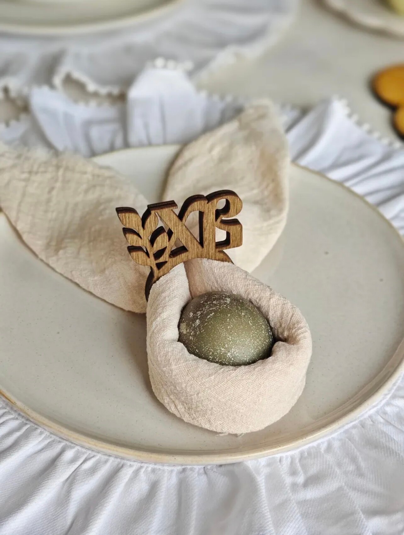 Кольца деревянные для салфеток на Пасху, «Христос Воскресе», 6 штук