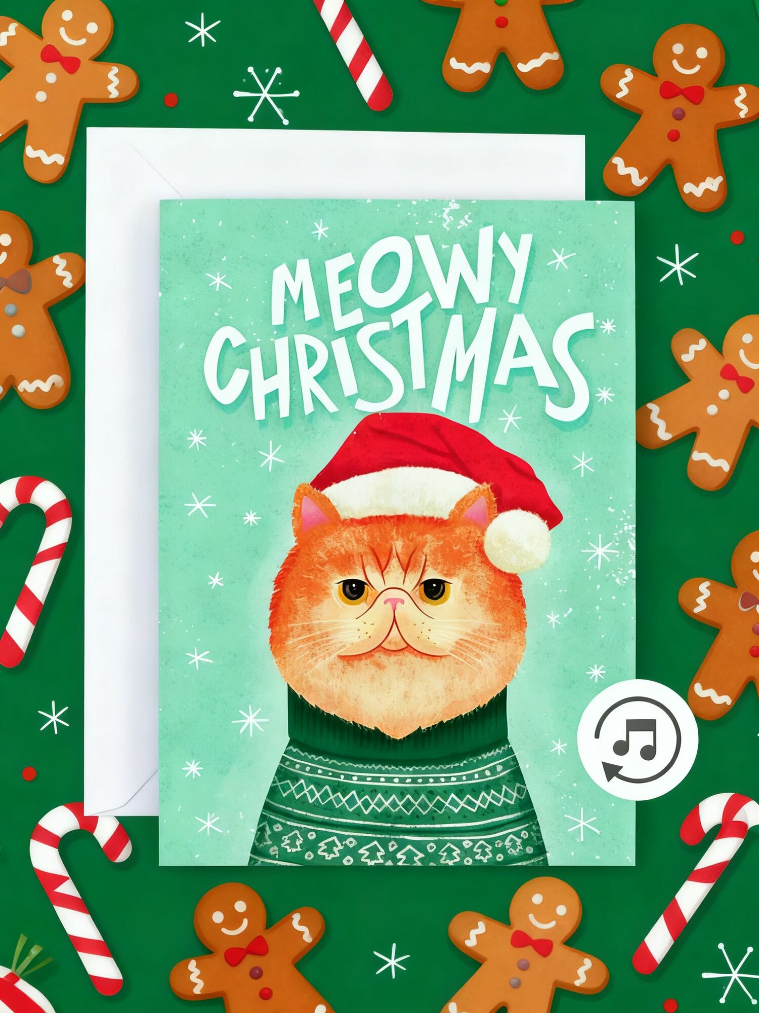 Бесконечная рождественская открытка с мяуканьем, новогодняя открытка с четкой песней от Мяу-Мяу-Мяу-Мяу