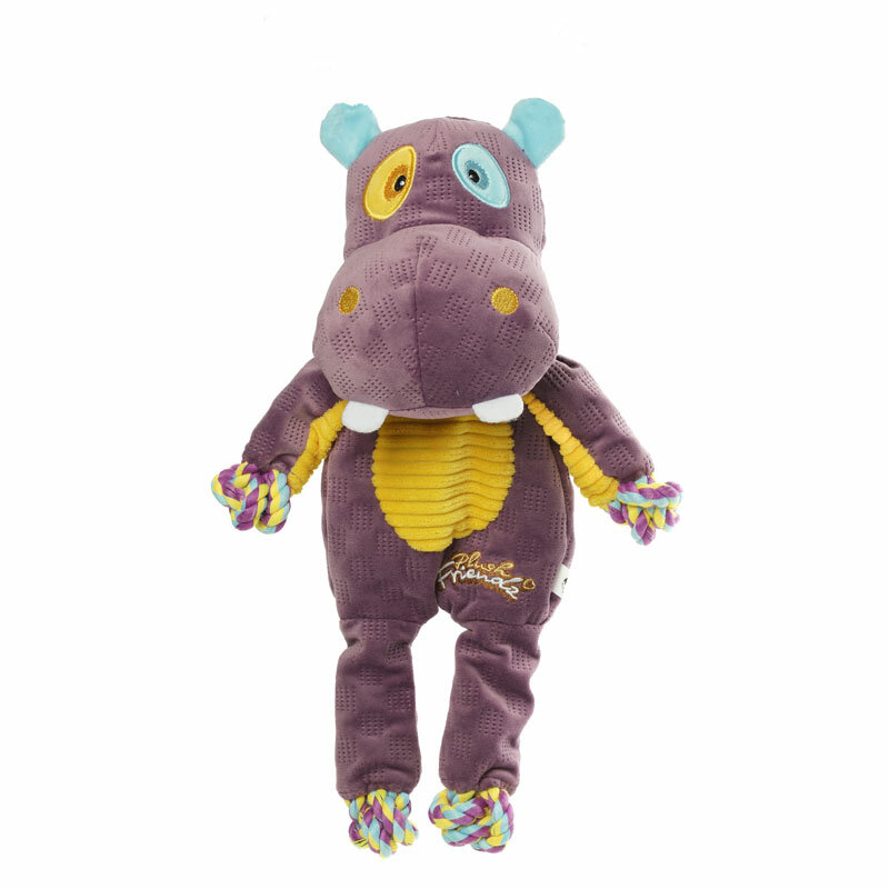 Игрушка для собак Бегемот с веревкой 34см, серия PLUSH FRIENDZ