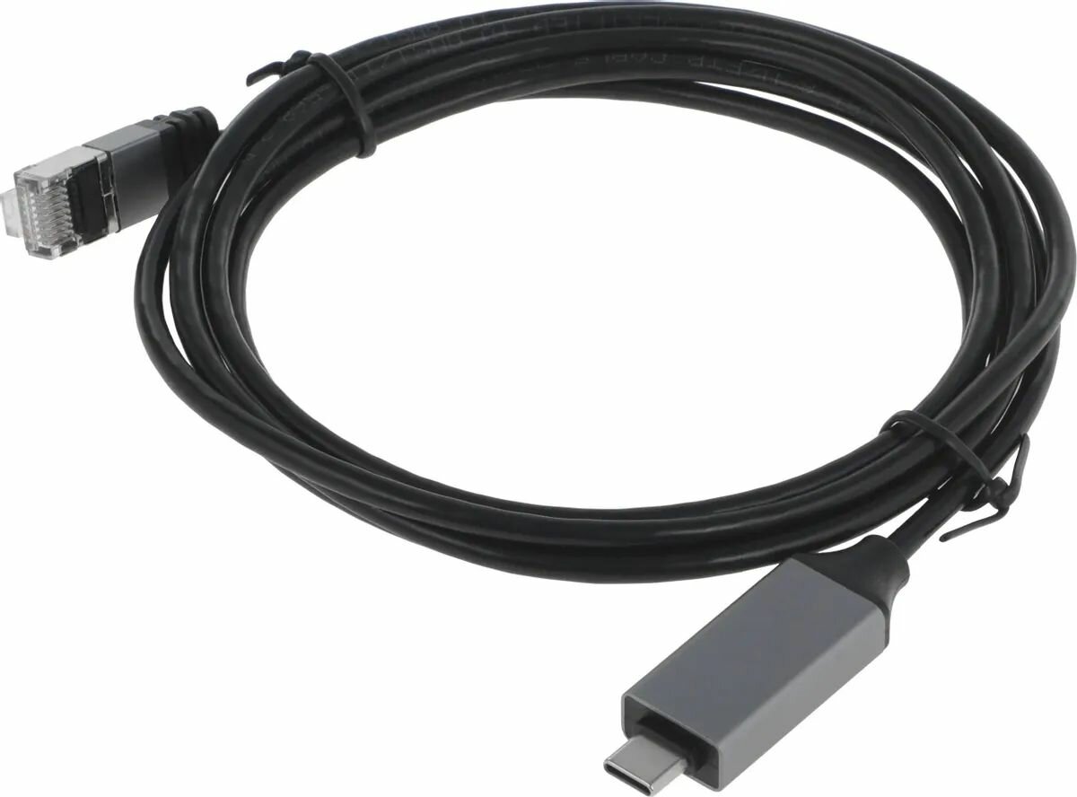 Кабель Buro, USB Type-C (m) - RJ-45 (m), 2 м, черный (BU-USB-C-LAN100-2M)