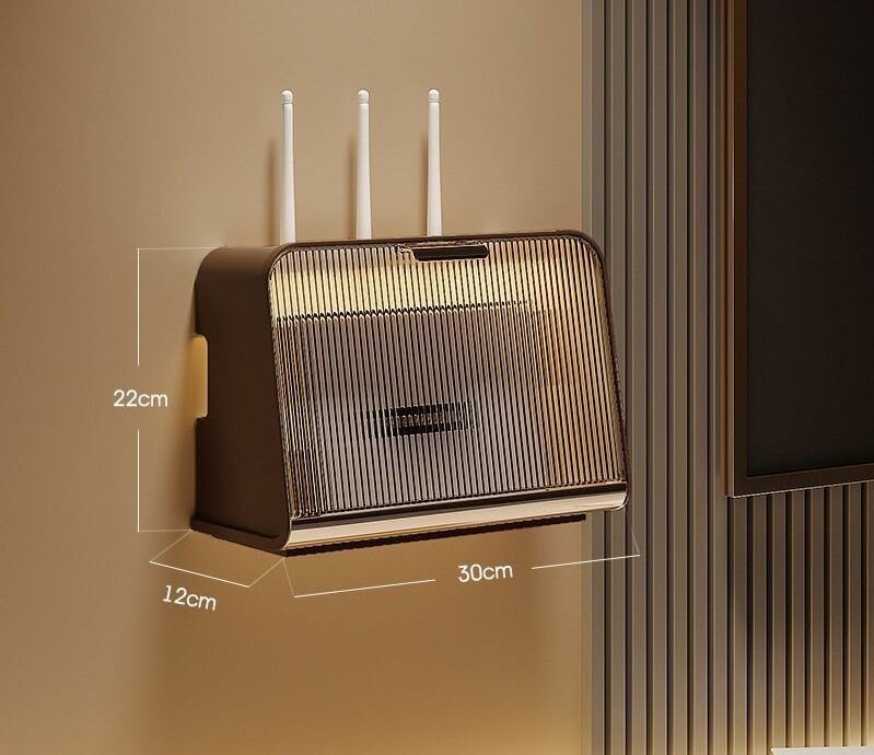 Ящик для хранения маршрутизатора, полка, настенный органайзер Wi-Fi, коричневый
