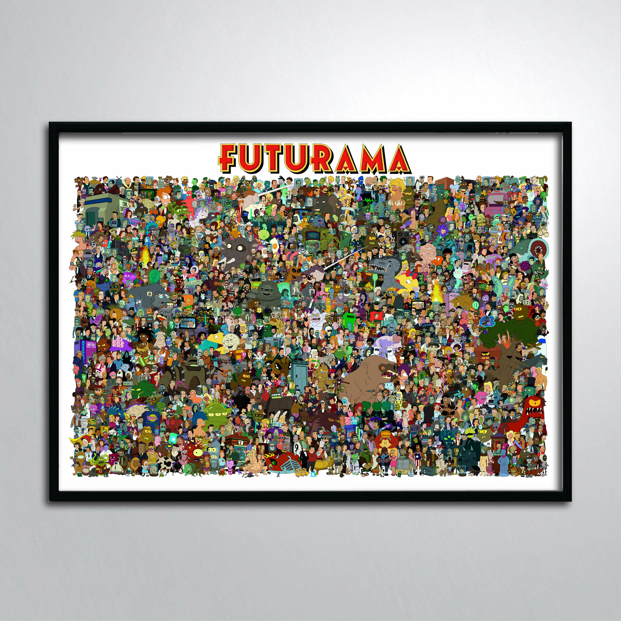Постер без рамы/Футурама Все Персонажи Futurama