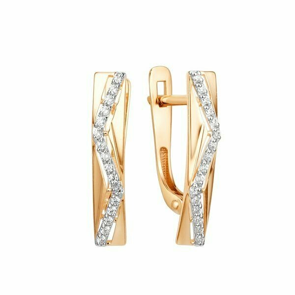 Серьги, красное золото, 375 проба, фианит