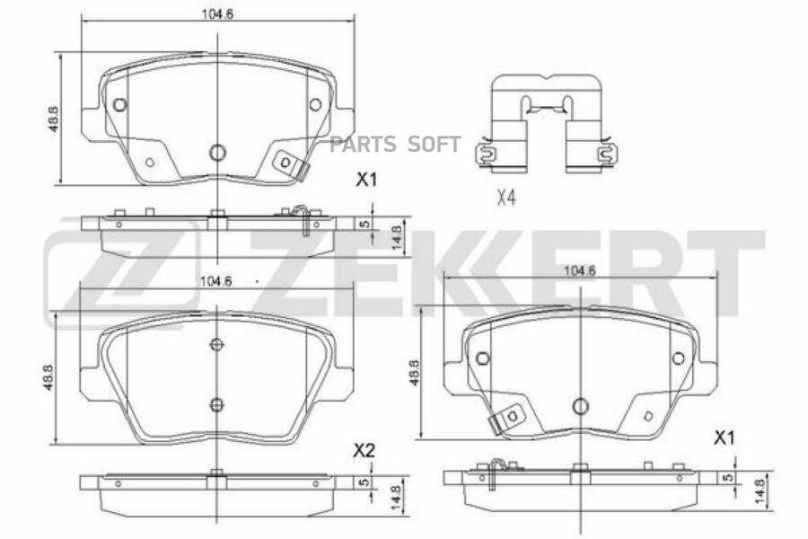 Колодки торм. диск. задн. Hyundai i30 III 16- Kia Ceed III 18- ProCeed 18- XCeed 19- Zekkert арт. bs-1238