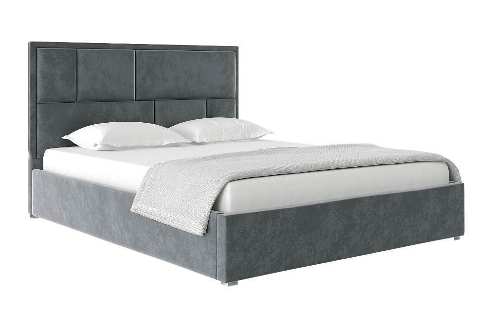 Мэдисон кровать 160 х 200 с подъемным механизмом, ящик для белья, Велюр Серый