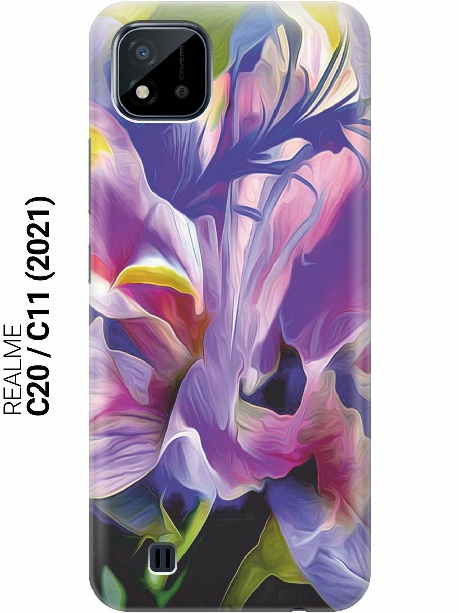 Ультратонкий силиконовый чехол-накладка для realme C20, C11 (2021) с принтом "Цветочная абстракция"