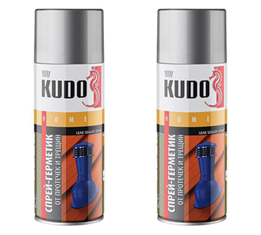 Герметик кровельный аэрозольный каучуковый Kudo Home серый 520 мл (2 шт.)