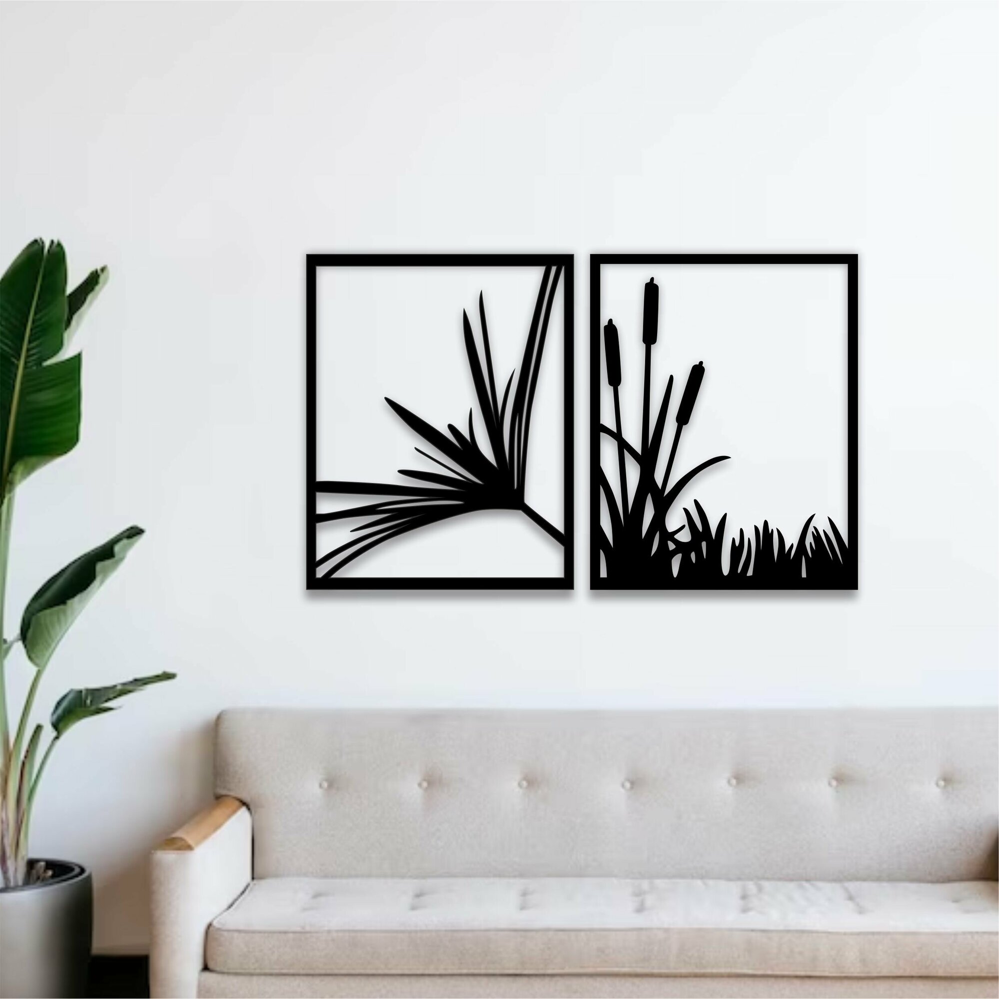 Панно настенное из дерева "Камыш" 97х59см / декор для дома