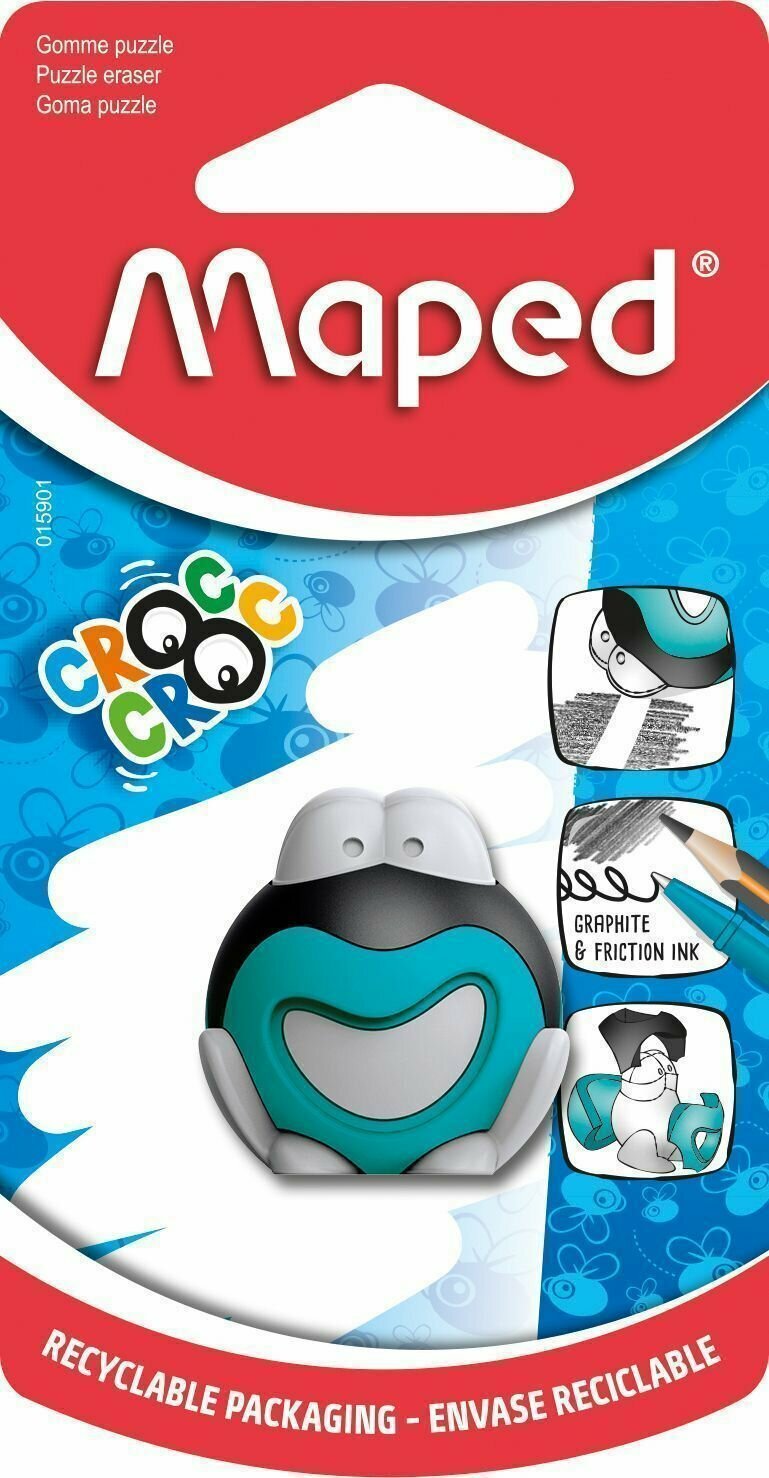 Maped Ластик-пазл Croc Croc Puzzle Frog для точного стирания, для чернографитных карандашей и термочувствительных чернил