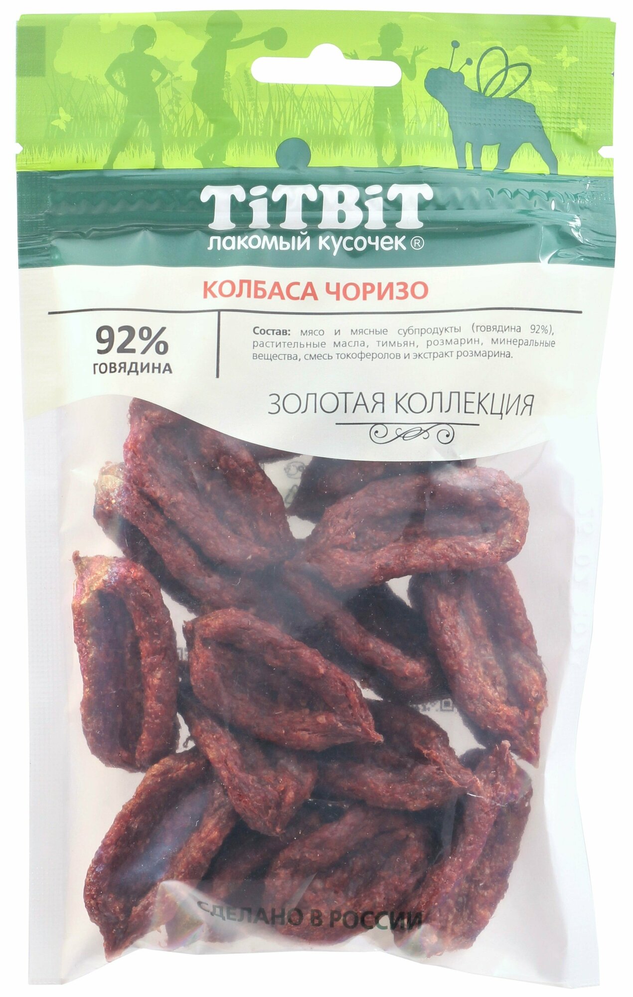 Лакомство TiTBiT золотая коллекция колбаса чоризо для собак (80 г)