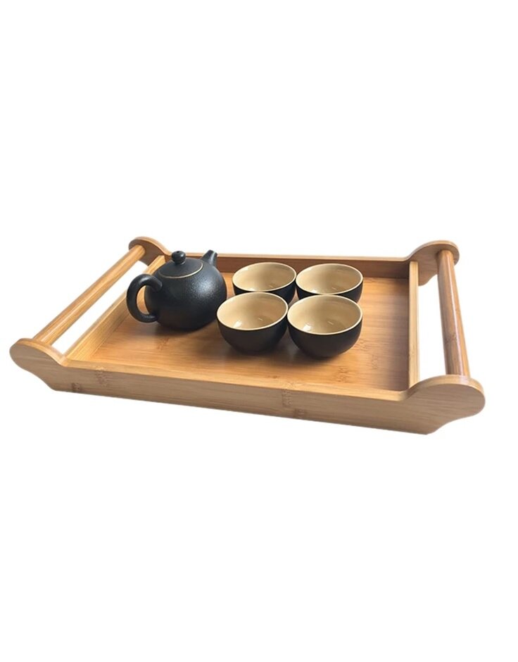 Поднос прямоугольный деревянный с ручками