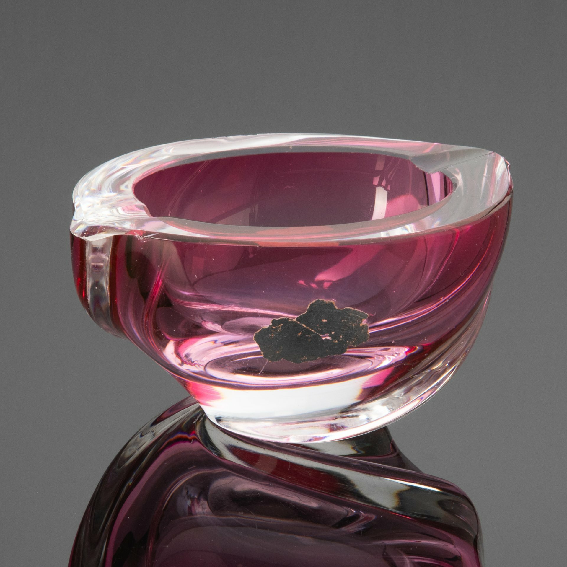 Пепельница розового оттенка, хрусталь, Val Saint Lambert, Бельгия, 1950-1960 гг.