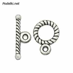 Фурнитура для бижутерии Тогл Мини 0002632 серебряный цвет 11x9 мм (застежка 16x5 мм), цена за 10 шт.