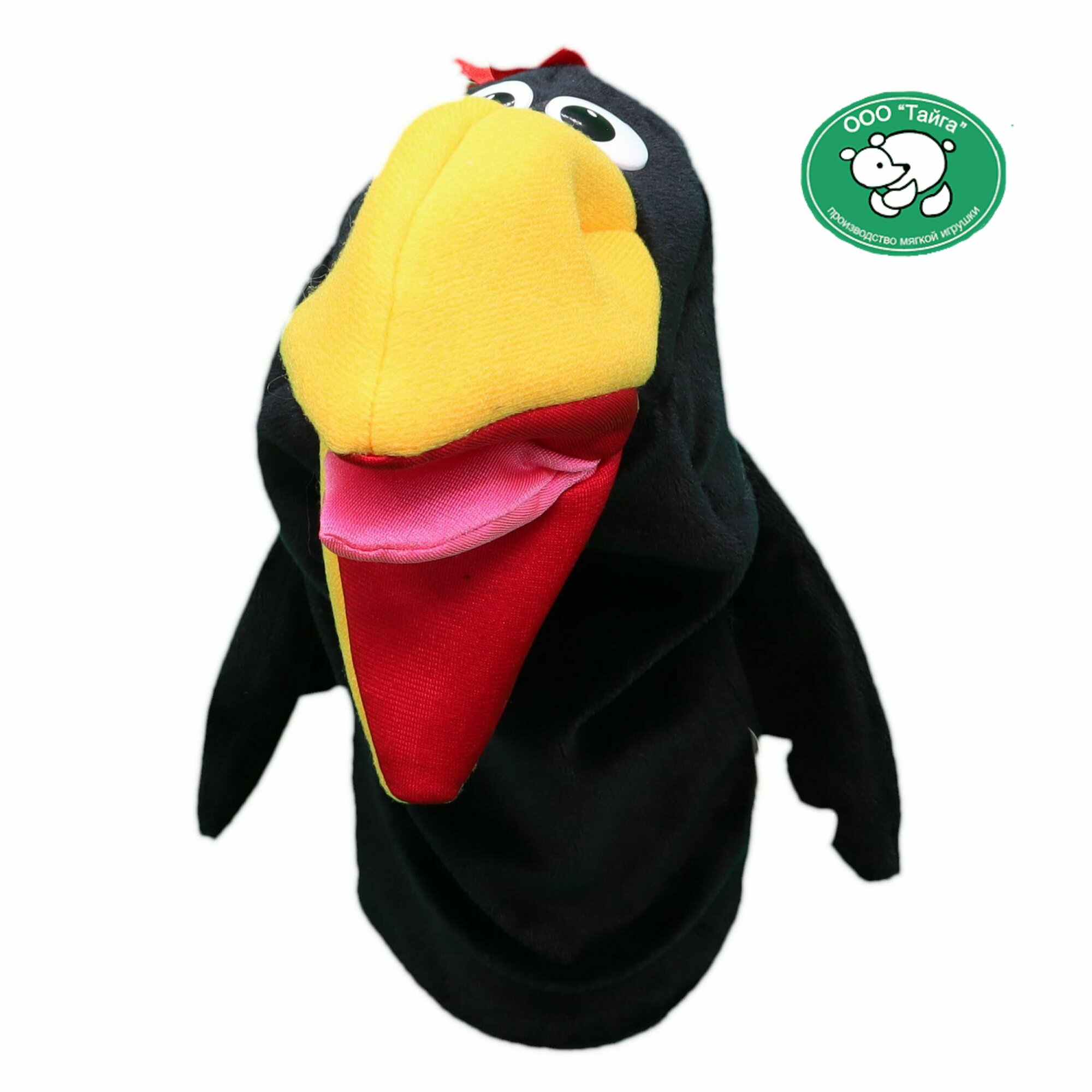 Мягкая игрушка на руку "Тайга" с открывающимся ртом и подвижным языком "Ворона"