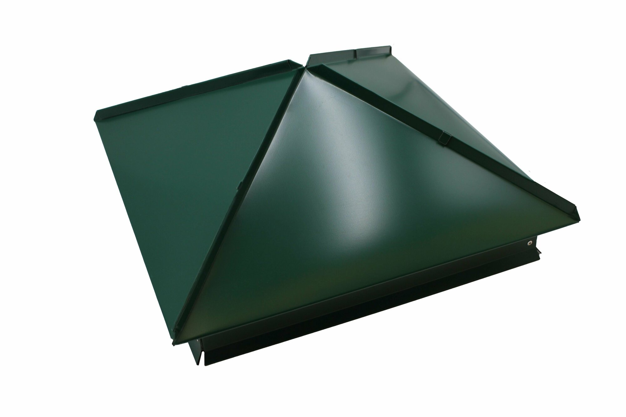 Металлический колпак на столб зеленый с ребром