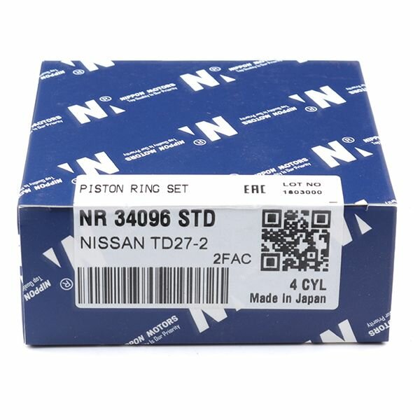 Кольца поршневые Nippon Motors артикул NR-34096-STD на Nissan Atlas ; Caravan; Datsun OEM 12033-6T010