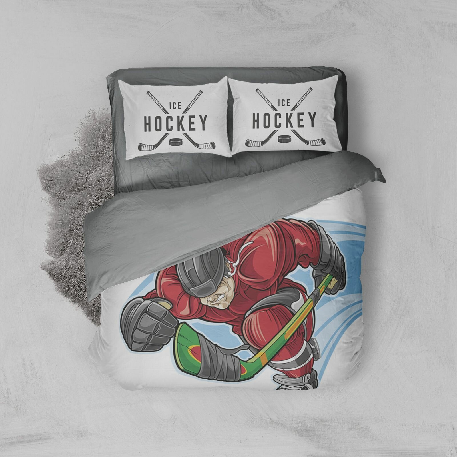 Арт комплект постельного белья Хоккеист 1.5 спальный, 50/70
