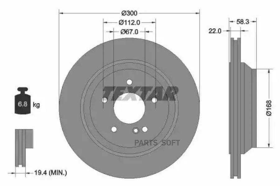 TEXTAR 92176303 Диск тормозной задний с покрытием PRO MERCEDES-BENZ TEXTAR 92176303
