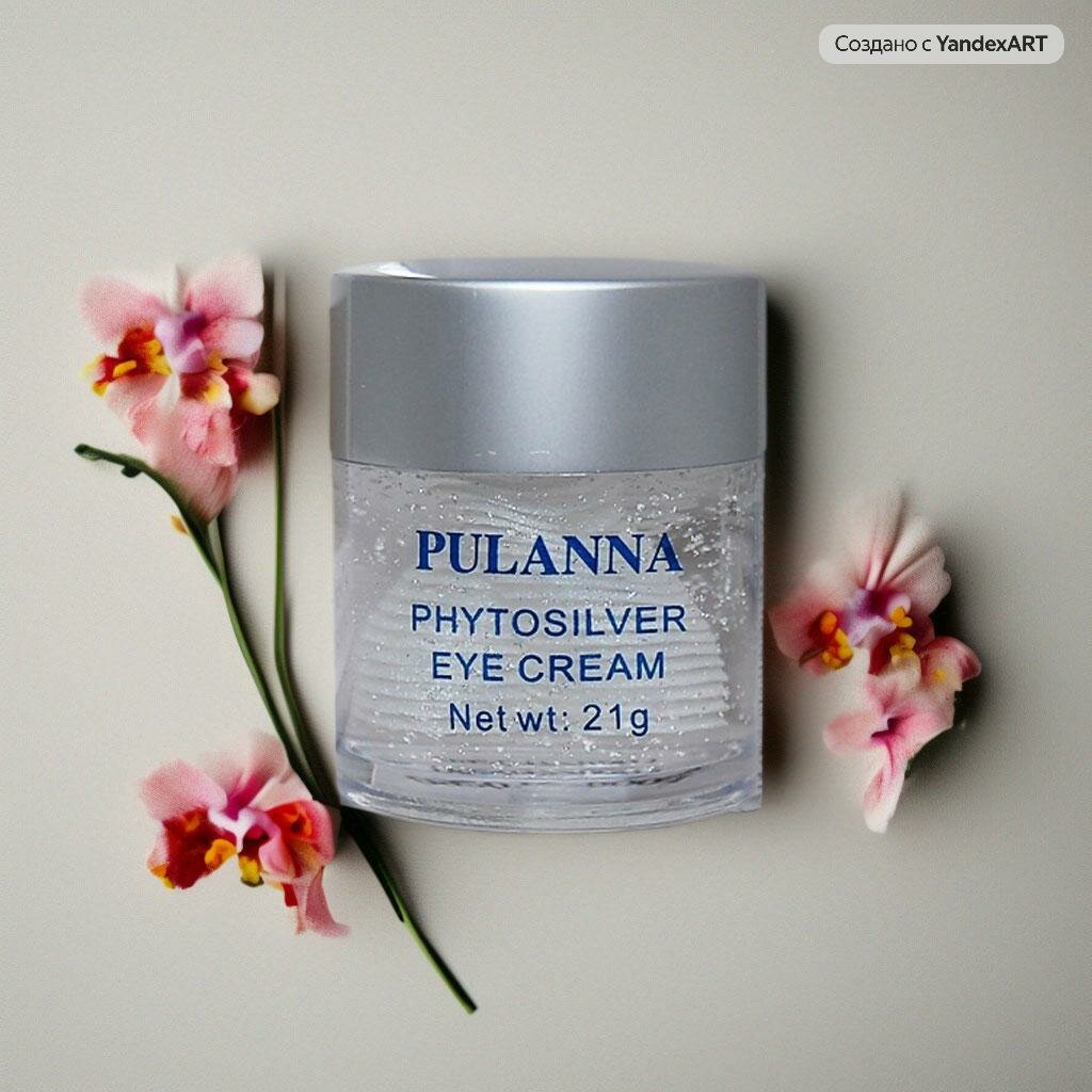 Крем для век от отёков и тёмных кругов с серебром, кофеином, экстрактом лотоса PULANNA 21г