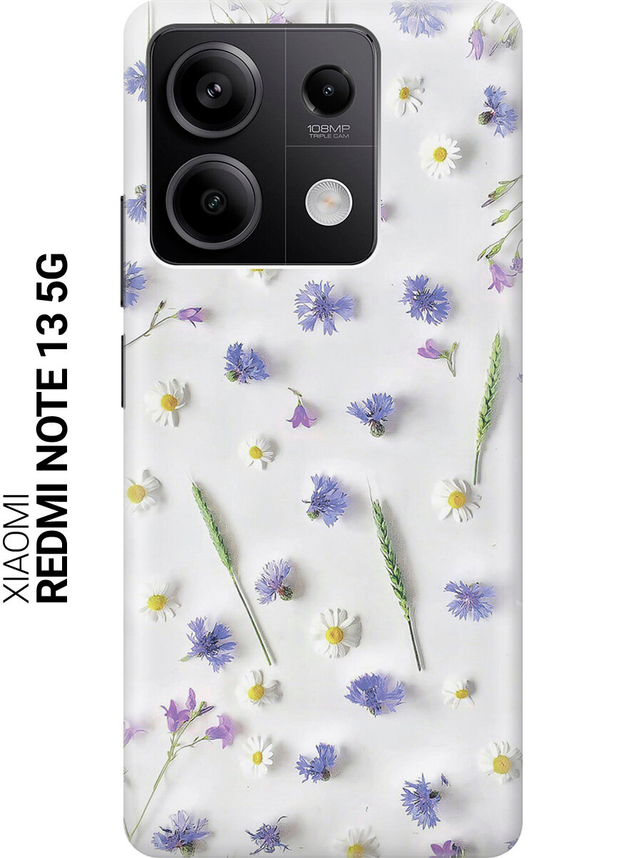 Силиконовый чехол на Xiaomi Redmi Note 13 5g / Сяоми Редми Ноут 13 5г с рисунком "Ромашки и колоски"