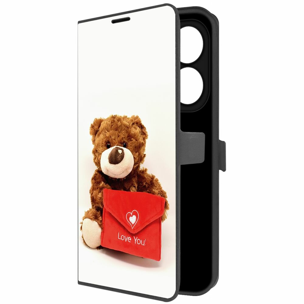 Чехол-книжка Krutoff Eco Book для INFINIX Smart 8 Pro Медвежонок тебя любит (черный)