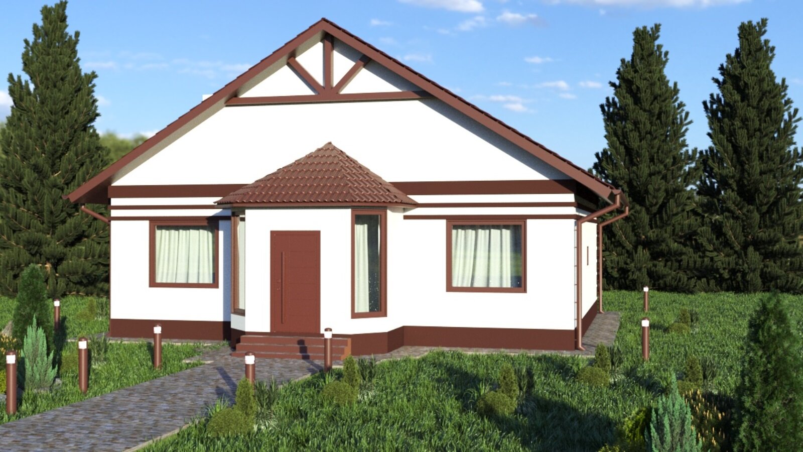 Проект дома для ипотеки и строительства 11-0034А (106,6 м2, 11,0*10,0 м, газобетонный блок 500 мм, декоративная штукатурка)