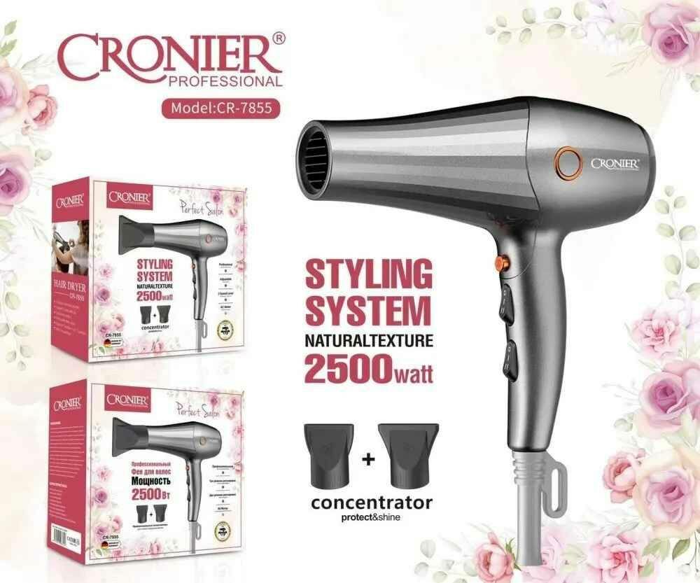 Фен для волос "Cronier" STYLIING SYSTEM (CR-7855) / 2500 Вт 3 Режима температуры 2 режима "Professional"
