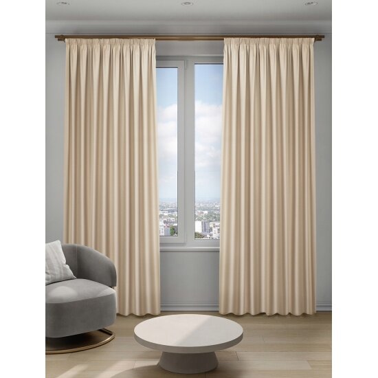 Портьера блэкаут Decofest сатин Омбра 200х280 бежевый