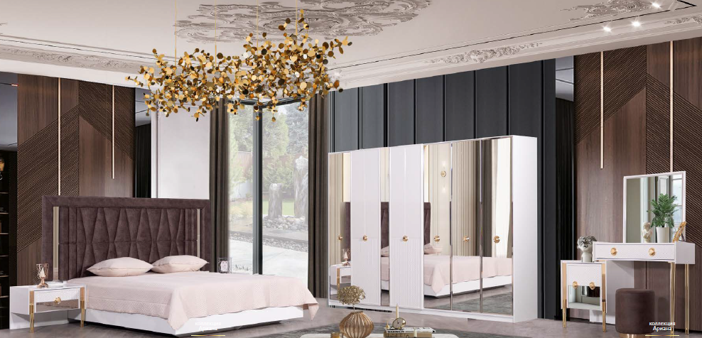 Набор мебели "Ариана", 180 см x 200 см, ЛДСП и МДФ, белый, с зеркалами