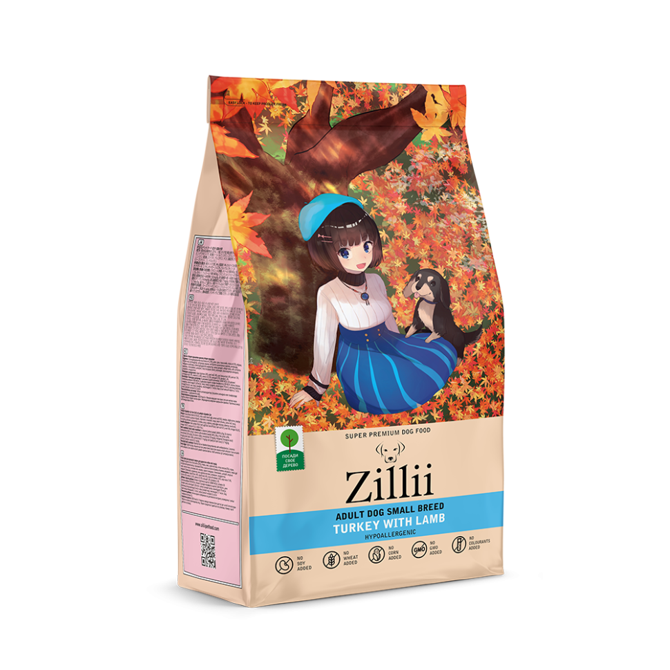 Zillii Adult Dog Small Breed сухой корм для взрослых собак мелких пород с индейкой и ягненком - 800 г