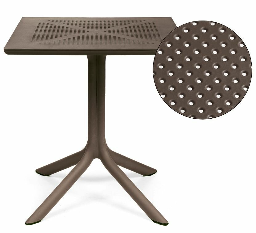 Стол обеденный Clip 70 Nardi коричневый, пластик, оригинальная столешница, ножки