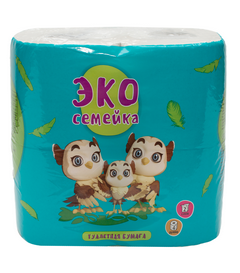 Туалетная бумага Эко семейка, втулка, 2-х слойная, 4шт/г. Набережные Челны