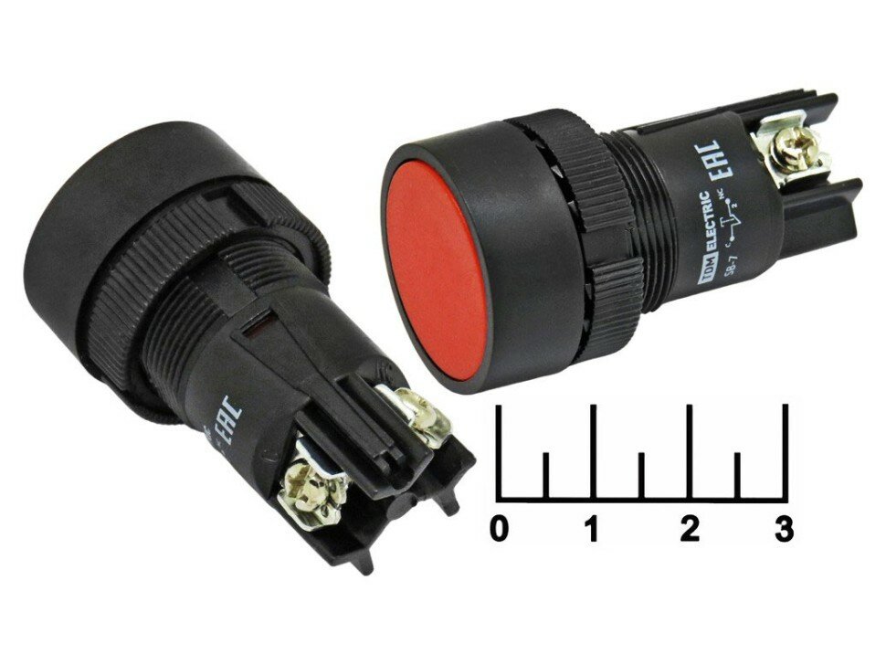 Кнопка SB-7 без фиксации красная на размыкание 2 контакта
