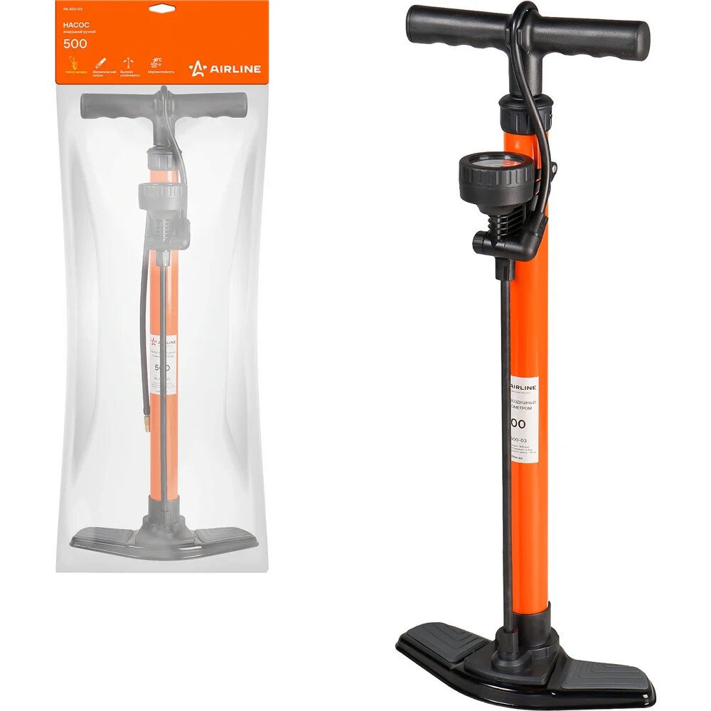 Воздушный насос Airline 500 ручной, механический, 500 см3 PA-500-03, имеет манометр, любом удобном месте