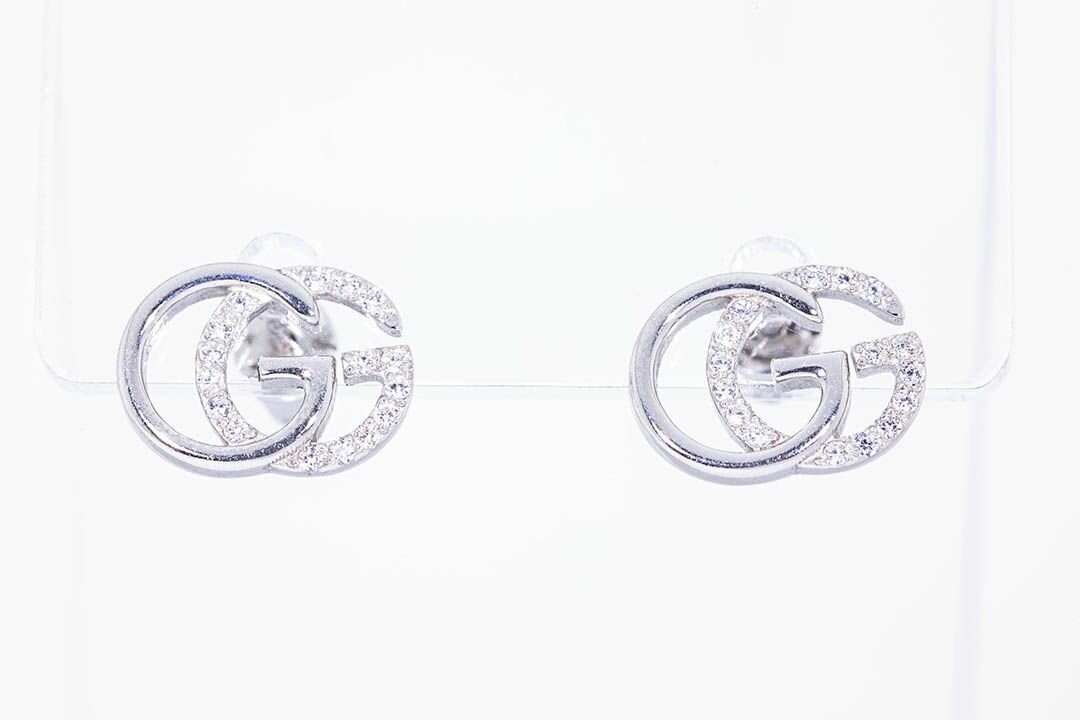 Серьги пусеты, серебро, 925 проба, родирование, фианит