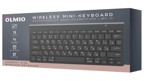 Беспроводная мини-клавиатура Olmio Mini-Keyboard WK-15, с поддержкой Bluetooth черная