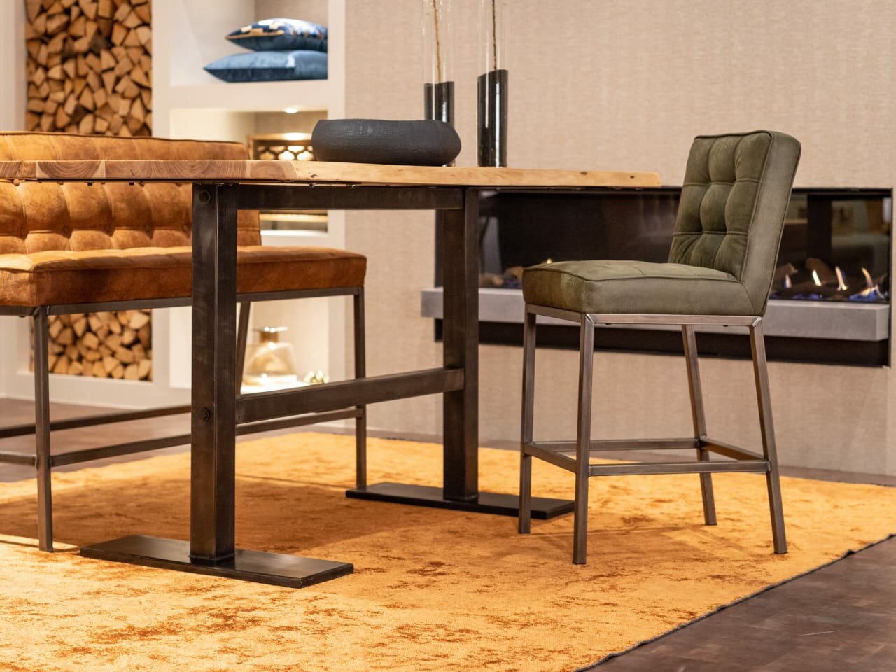 Барный стол LOFT DESING, для кухни и столовой, массив дуба, 160х80х94 см — фото 1