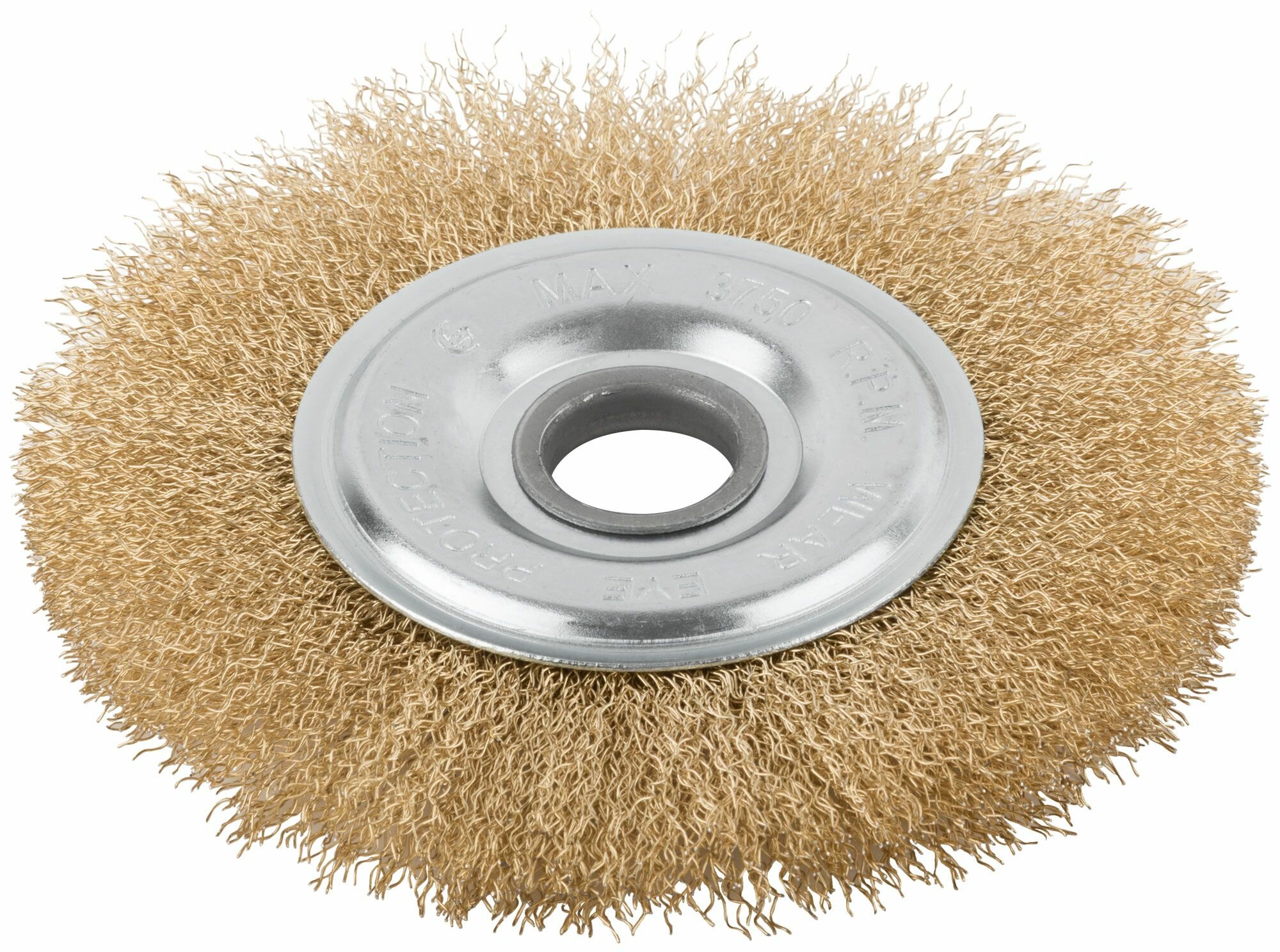 Корщетка дисковая прямая, посадочный диаметр 22,2 мм, стальная латунированная волнистая проволока 150 мм