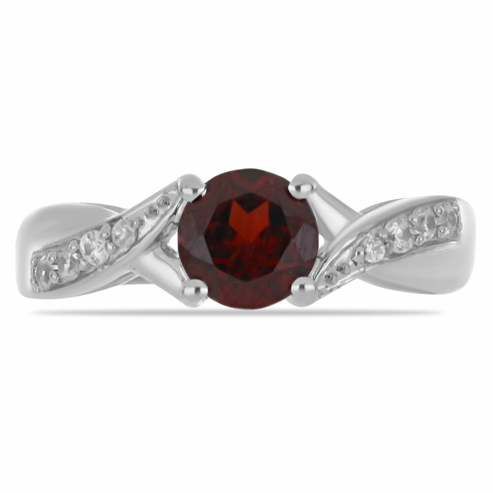 Кольцо, серебро, 925 проба, родирование, циркон, гранат