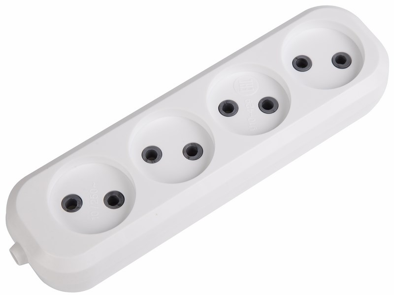 Блок розеток REXANT / Рексант 4 гнезда без заземляющих контактов, 11-8715 / колодка электрическая для удлинителя