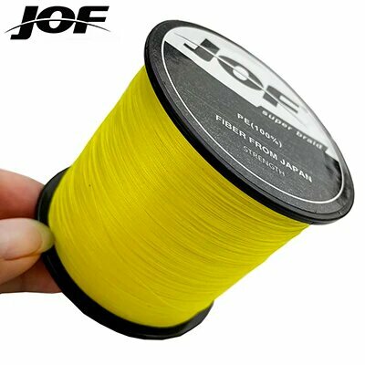JOF X8 плетенная леска для рыбалки 1000м 500м 300м Желтый, 1000M 0.28MM 39LB, Yellow