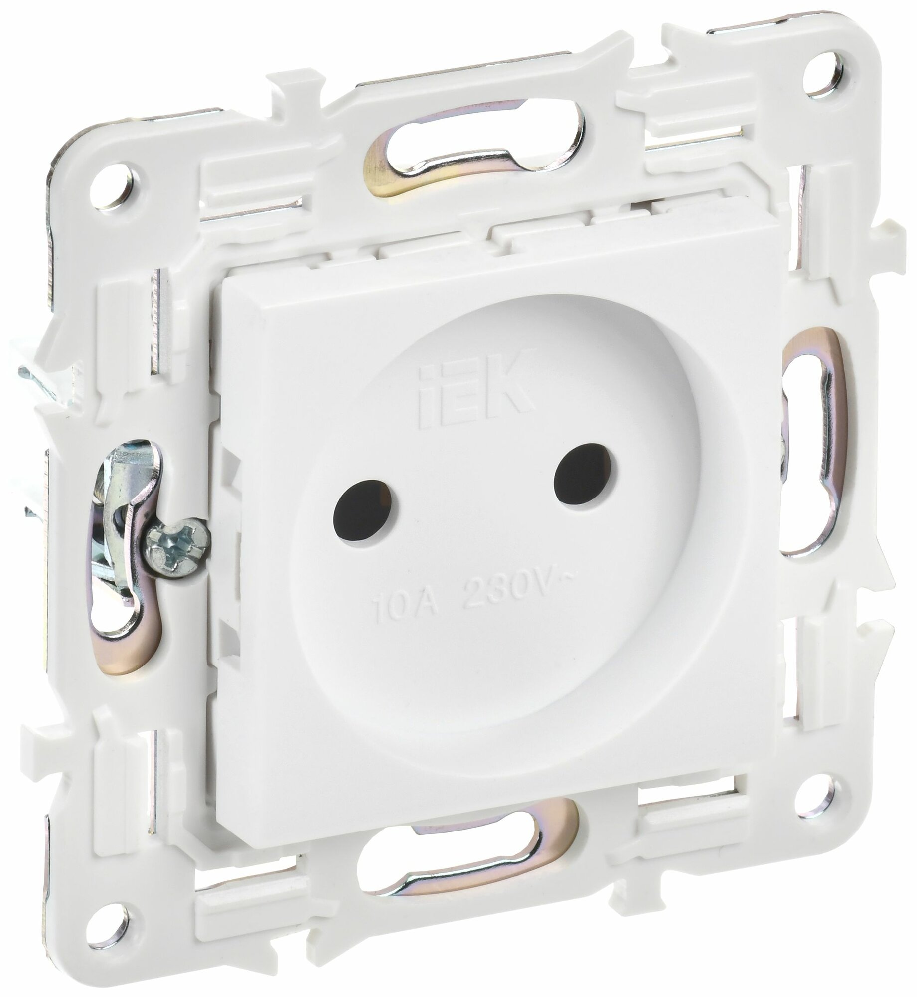 Розетка без заземления без защитных шторок 10А SK-R02W SKANDY IEK арктический белый