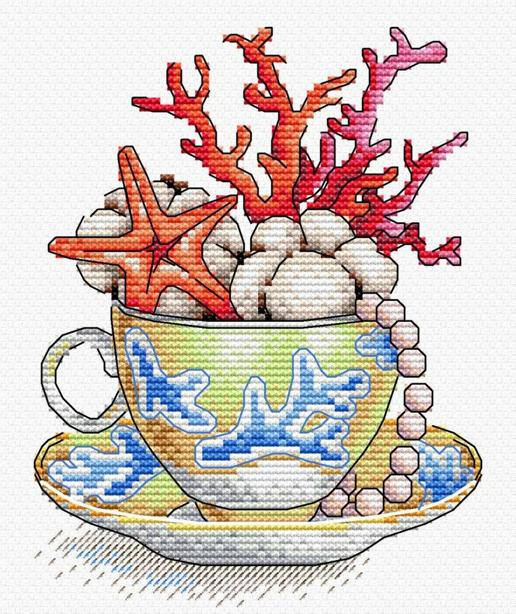 Вышивка Глоток моря 16x14 см.