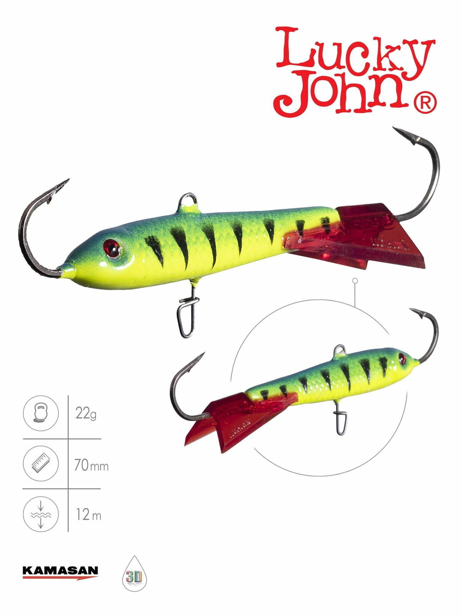 Набор балансиров для рыбалки lucky john CLASSIC 7 70мм/36RT, зимние снасти рыболовные с крючком, приманка силиконовая
