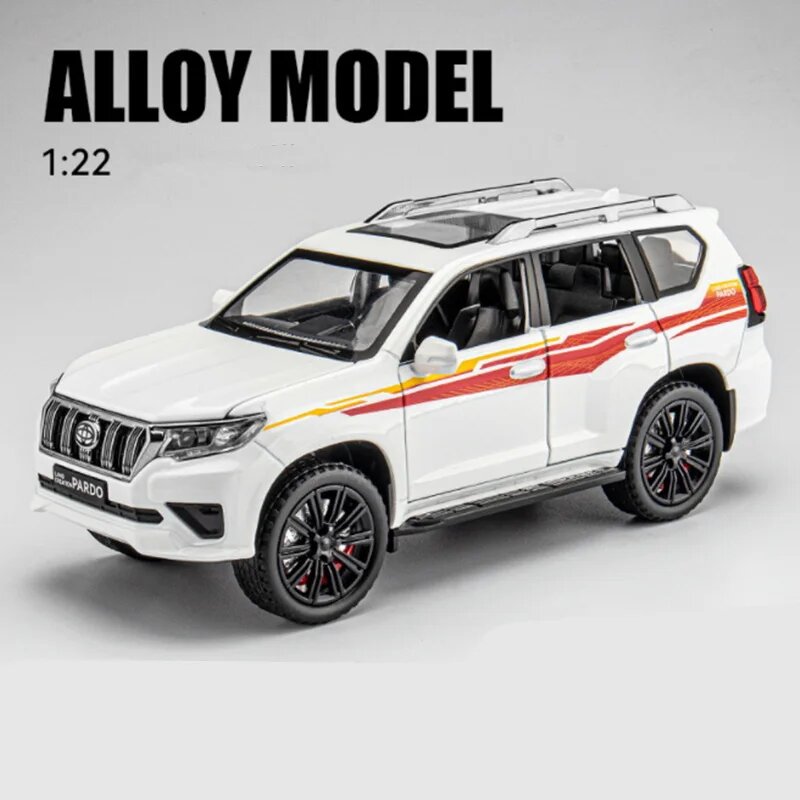 Модель автомобиля Toyota Land Cruiser Prado 1:22, Белый